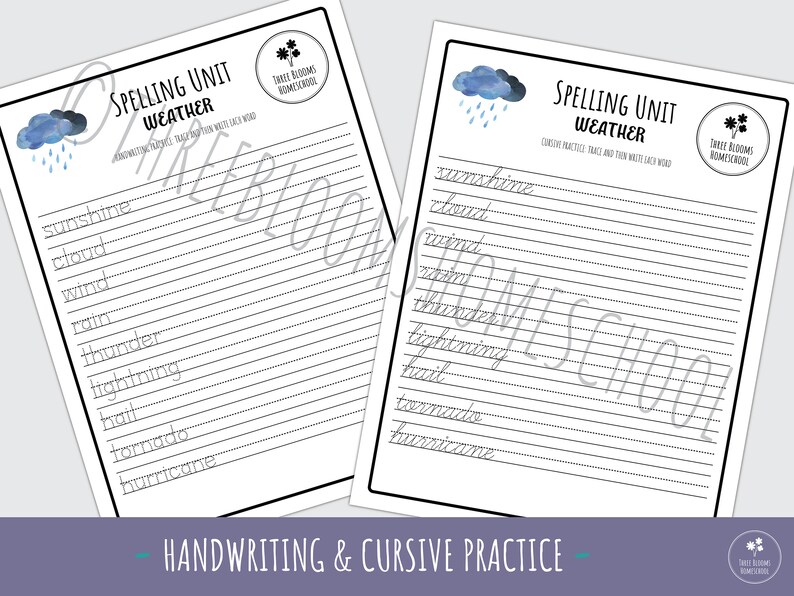 Weather Themed Printable Homeschool Spelling Unit | Printable ...