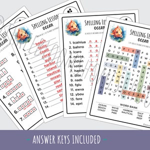 Ocean Themed Printable Homeschool Spelling Unit | Printable Homeschool ...