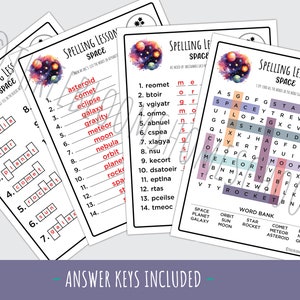 Space Themed Printable Homeschool Spelling Unit | Printable Homeschool ...