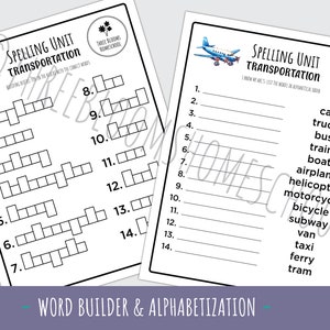 Transportation Themed Printable Homeschool Spelling Unit | Printable ...