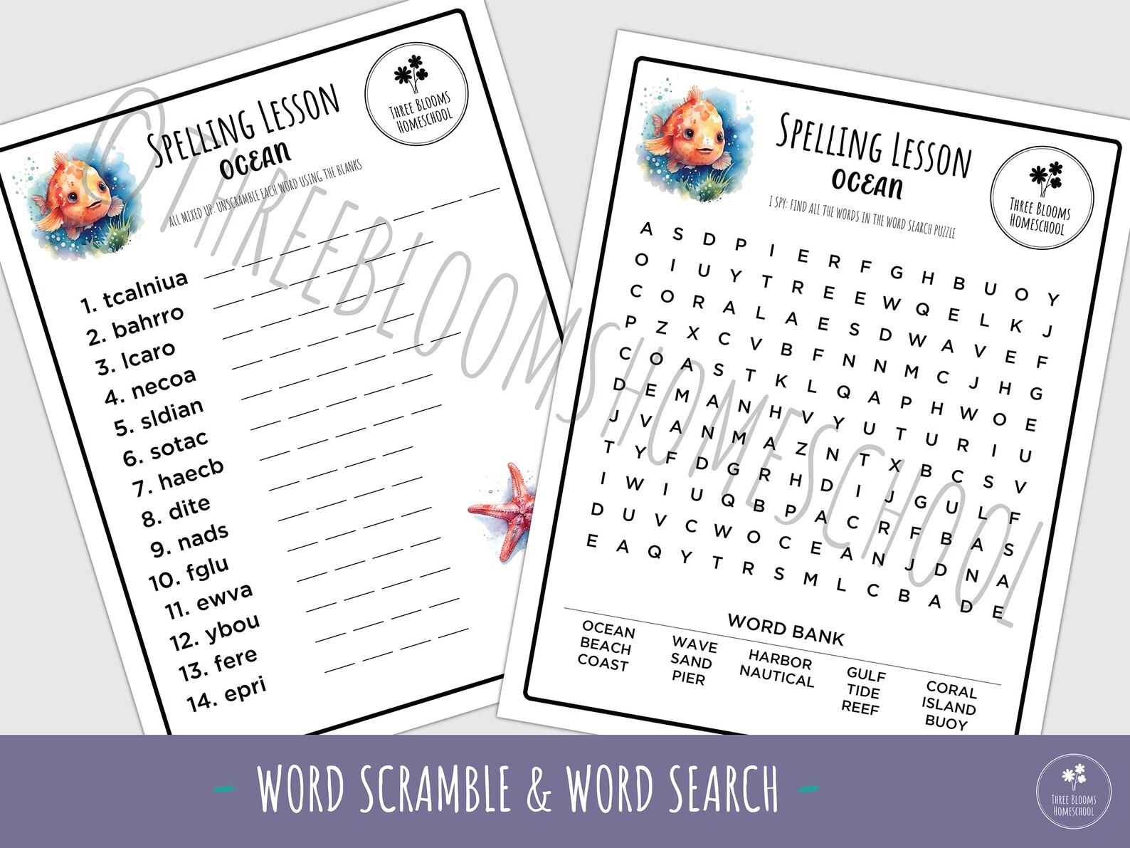 Ocean Themed Printable Homeschool Spelling Unit | Printable Homeschool ...