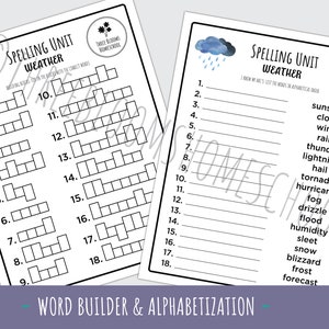 Weather Themed Printable Homeschool Spelling Unit | Printable ...