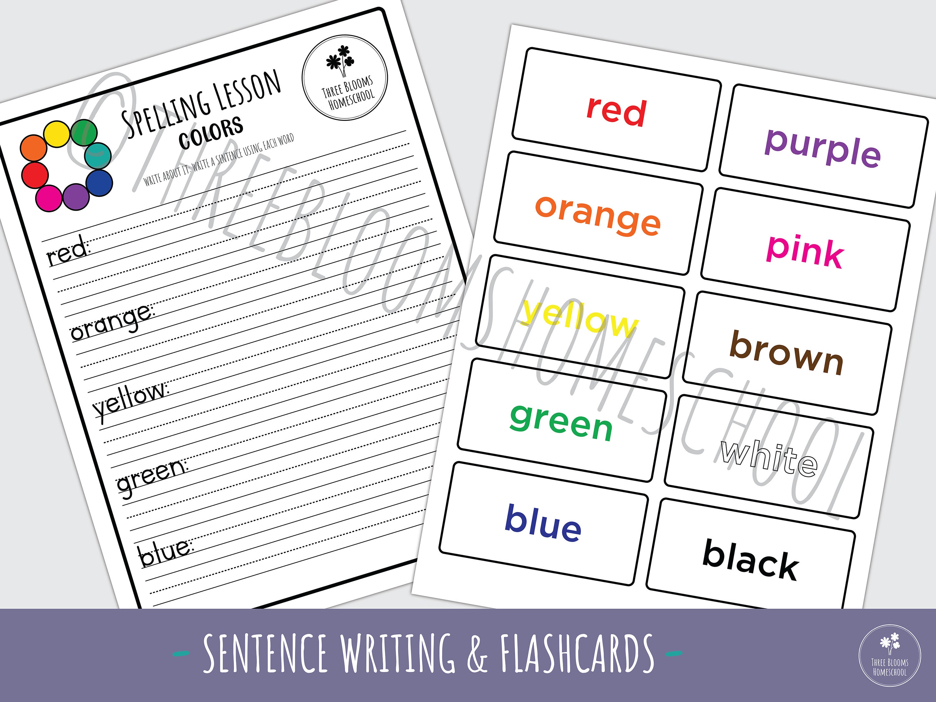 Colors Themed Printable Homeschool Spelling Unit | Printable Homeschool ...