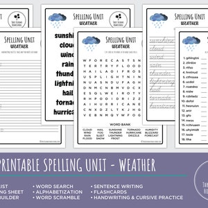 Weather Themed Printable Homeschool Spelling Unit | Printable ...