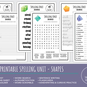 Shapes Themed Printable Homeschool Spelling Unit Printable Homeschool ...