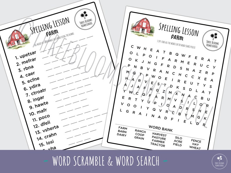 Farm Themed Printable Homeschool Spelling Unit | Printable Homeschool ...