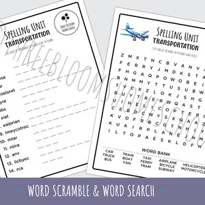 Transportation Themed Printable Homeschool Spelling Unit | Printable ...