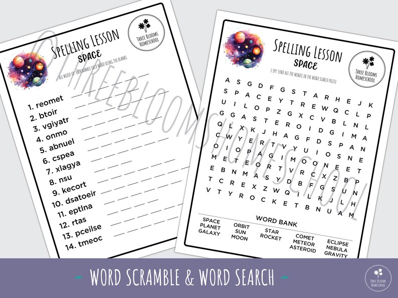 Space Themed Printable Homeschool Spelling Unit | Printable Homeschool ...
