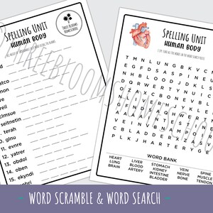 Human Body Themed Printable Homeschool Spelling Unit | Printable ...