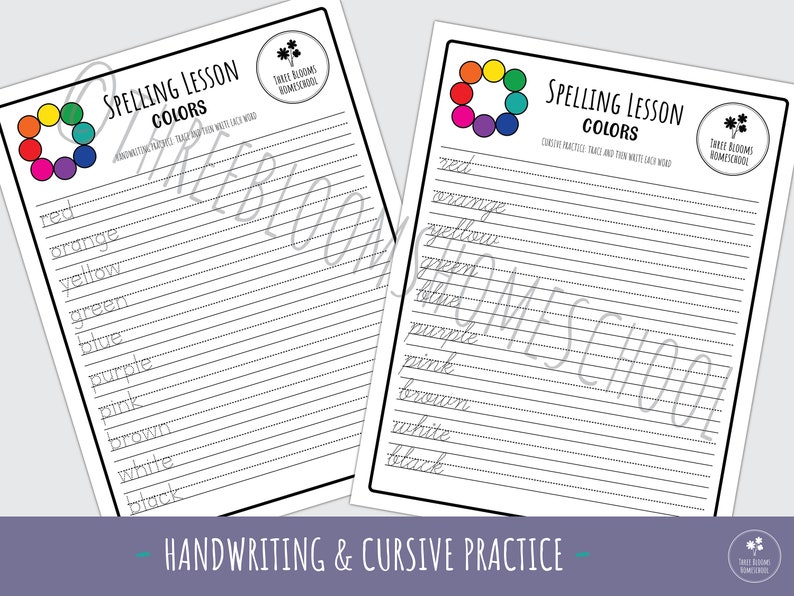 Colors Themed Printable Homeschool Spelling Unit | Printable Homeschool ...