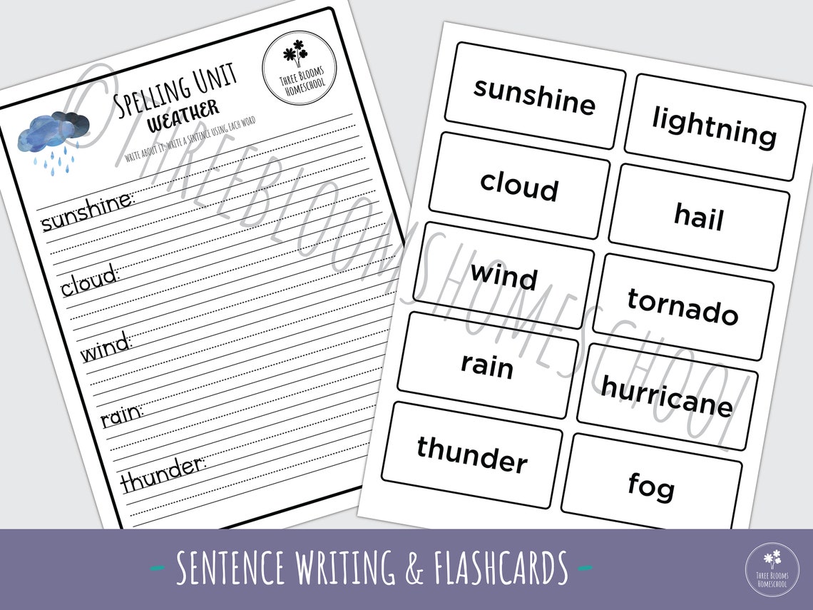 Weather Themed Printable Homeschool Spelling Unit | Printable ...