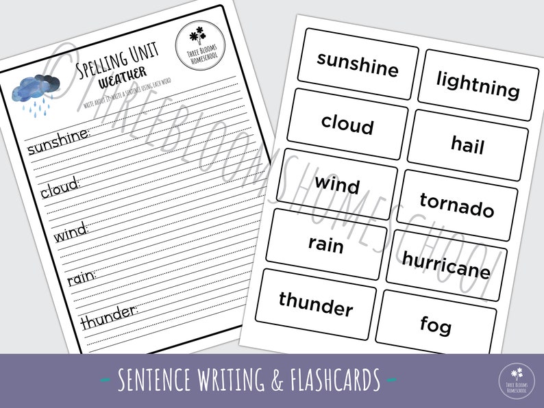 Weather Themed Printable Homeschool Spelling Unit | Printable ...