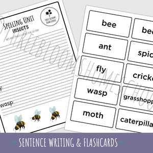 Insects Themed Printable Homeschool Spelling Unit | Printable ...