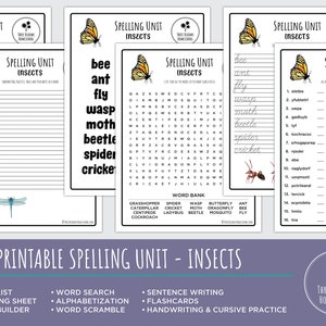 Insects Themed Printable Homeschool Spelling Unit | Printable ...