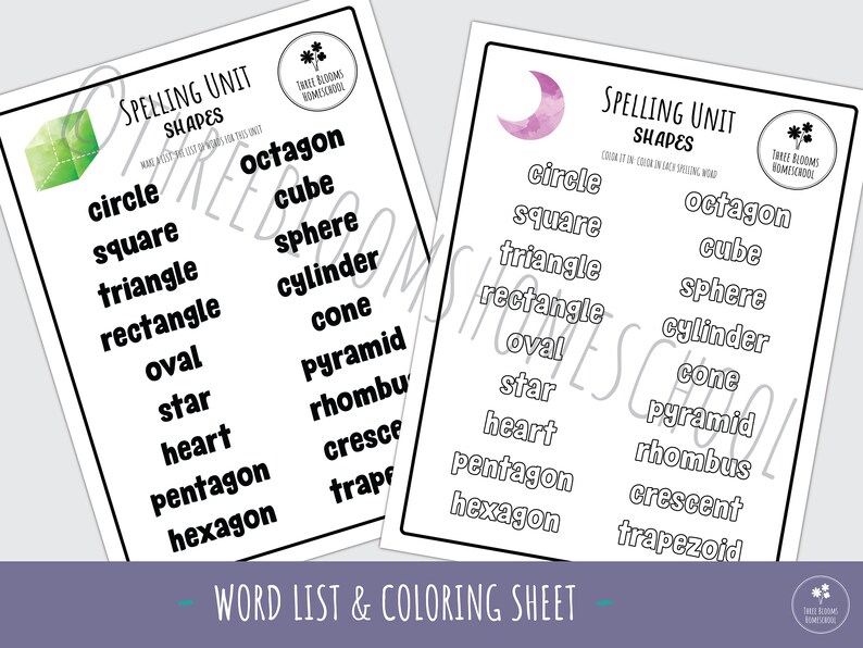 Shapes Themed Printable Homeschool Spelling Unit | Printable Homeschool ...