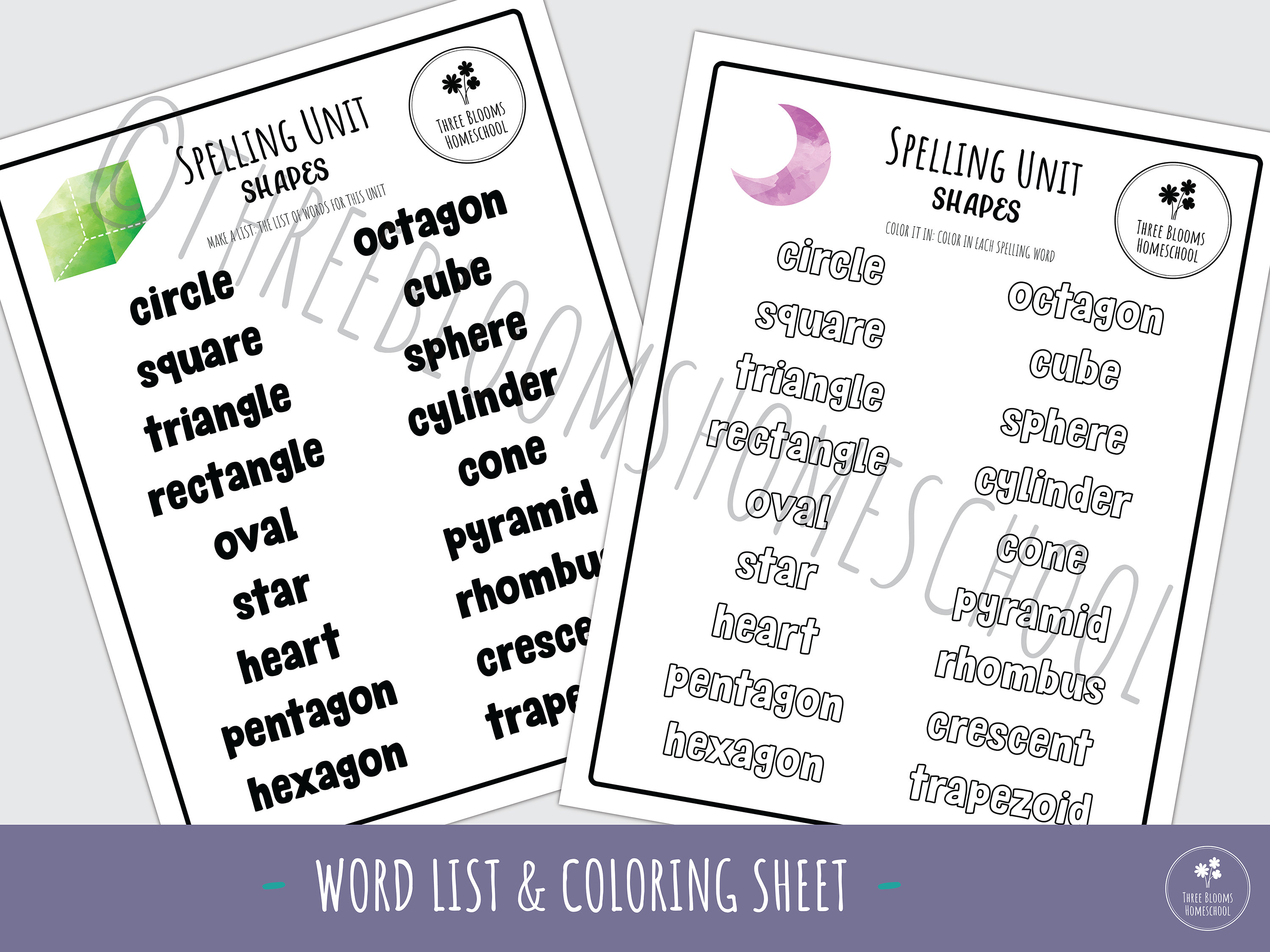 Shapes Themed Printable Homeschool Spelling Unit | Printable Homeschool ...
