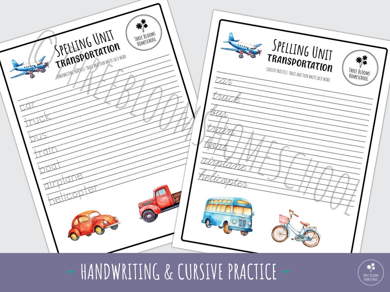 Transportation Themed Printable Homeschool Spelling Unit | Printable ...