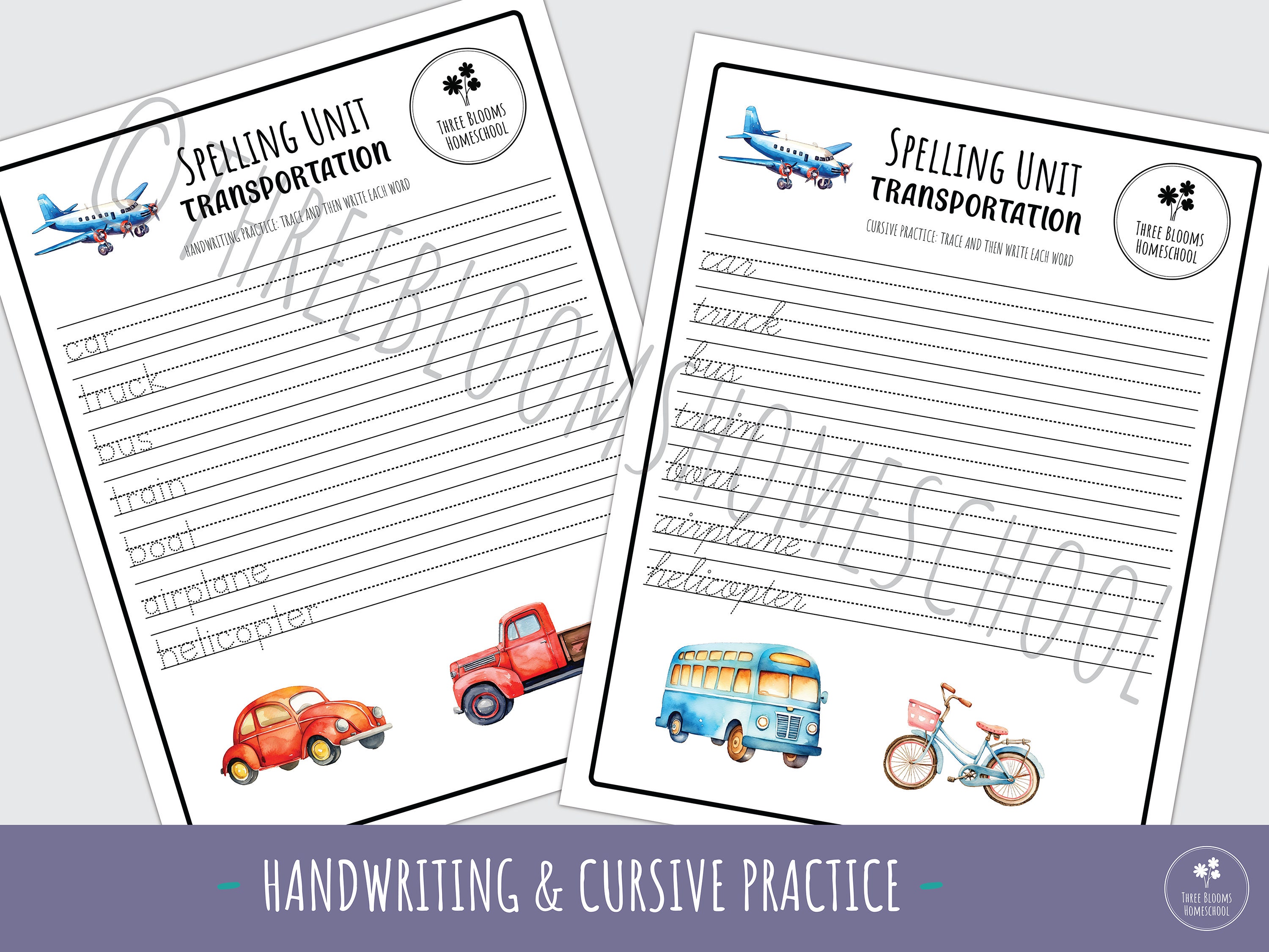 Transportation Themed Printable Homeschool Spelling Unit | Printable ...