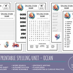 Ocean Themed Printable Homeschool Spelling Unit | Printable Homeschool ...
