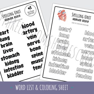 Human Body Themed Printable Homeschool Spelling Unit | Printable ...