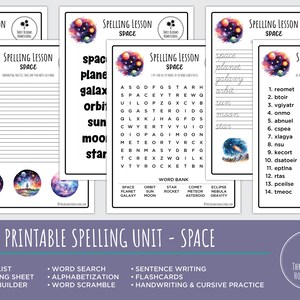 Space Themed Printable Homeschool Spelling Unit | Printable Homeschool ...