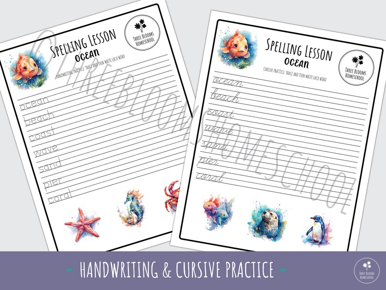 Ocean Themed Printable Homeschool Spelling Unit | Printable Homeschool ...