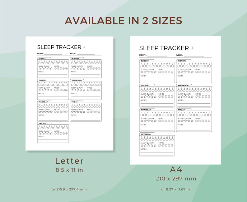 Printable Sleep Tracker Plus, A4 Letter Size, Mood Tracker, Sleep ...