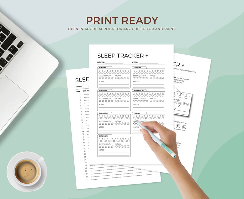 Printable Sleep Tracker Plus, A4 Letter Size, Mood Tracker, Sleep ...