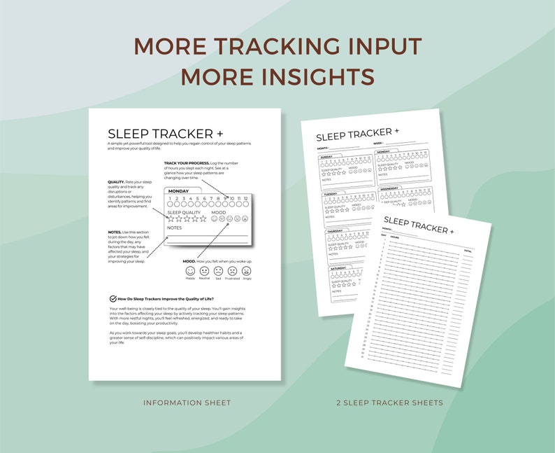 Printable Sleep Tracker Plus, A4 Letter Size, Mood Tracker, Sleep ...