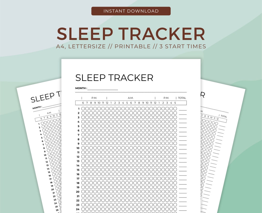 Printable Sleep Tracker, A4 Letter Size, Monthly Sleep Log, 31-day ...