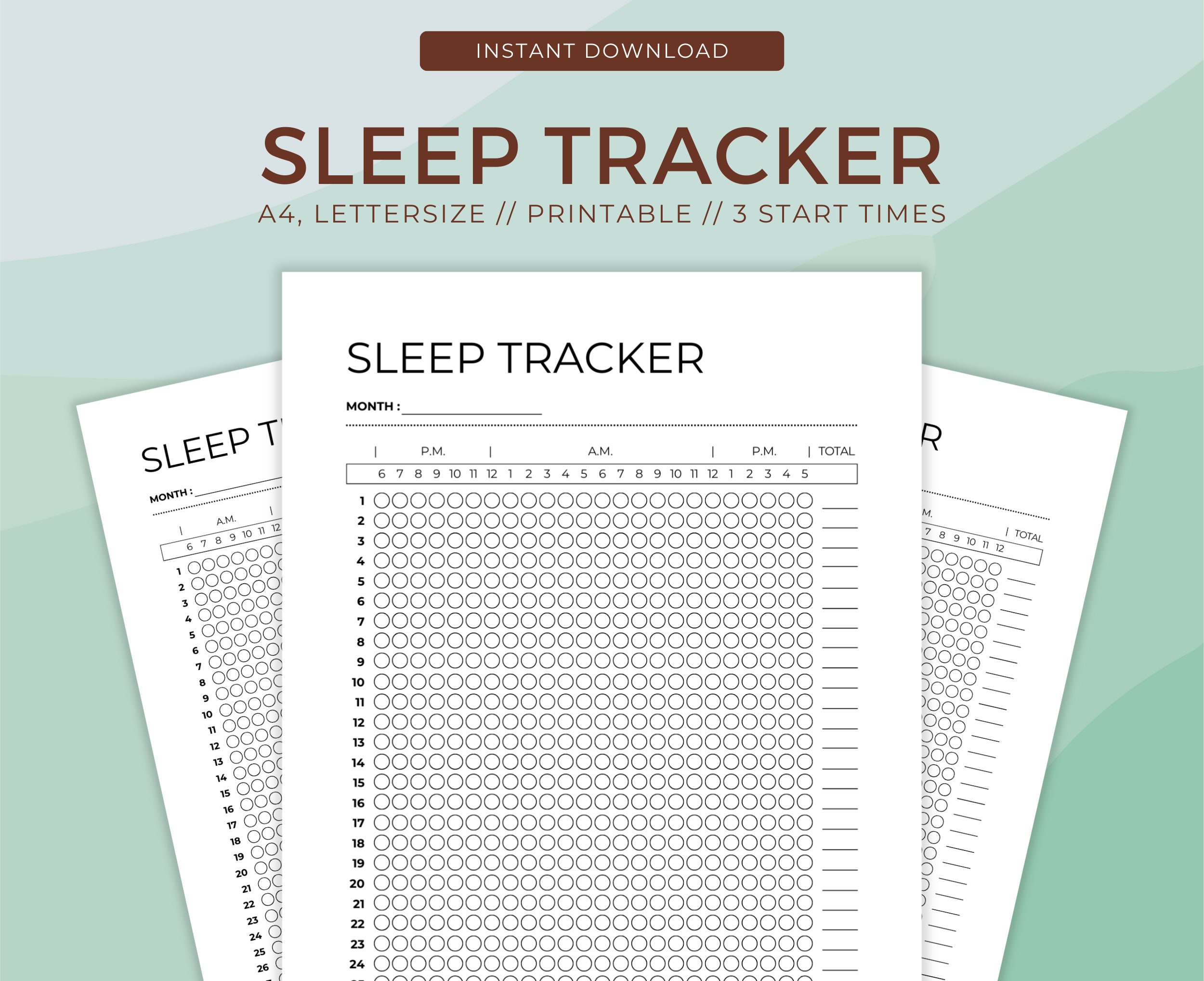 Printable Sleep Tracker, A4 Letter Size, Monthly Sleep Log, 31-day ...