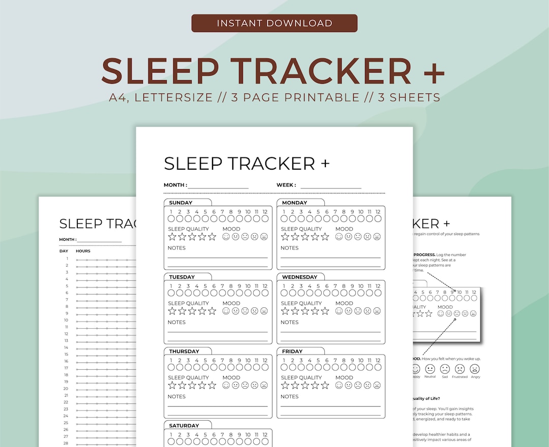 Printable Sleep Tracker Plus, A4 Letter Size, Mood Tracker, Sleep ...