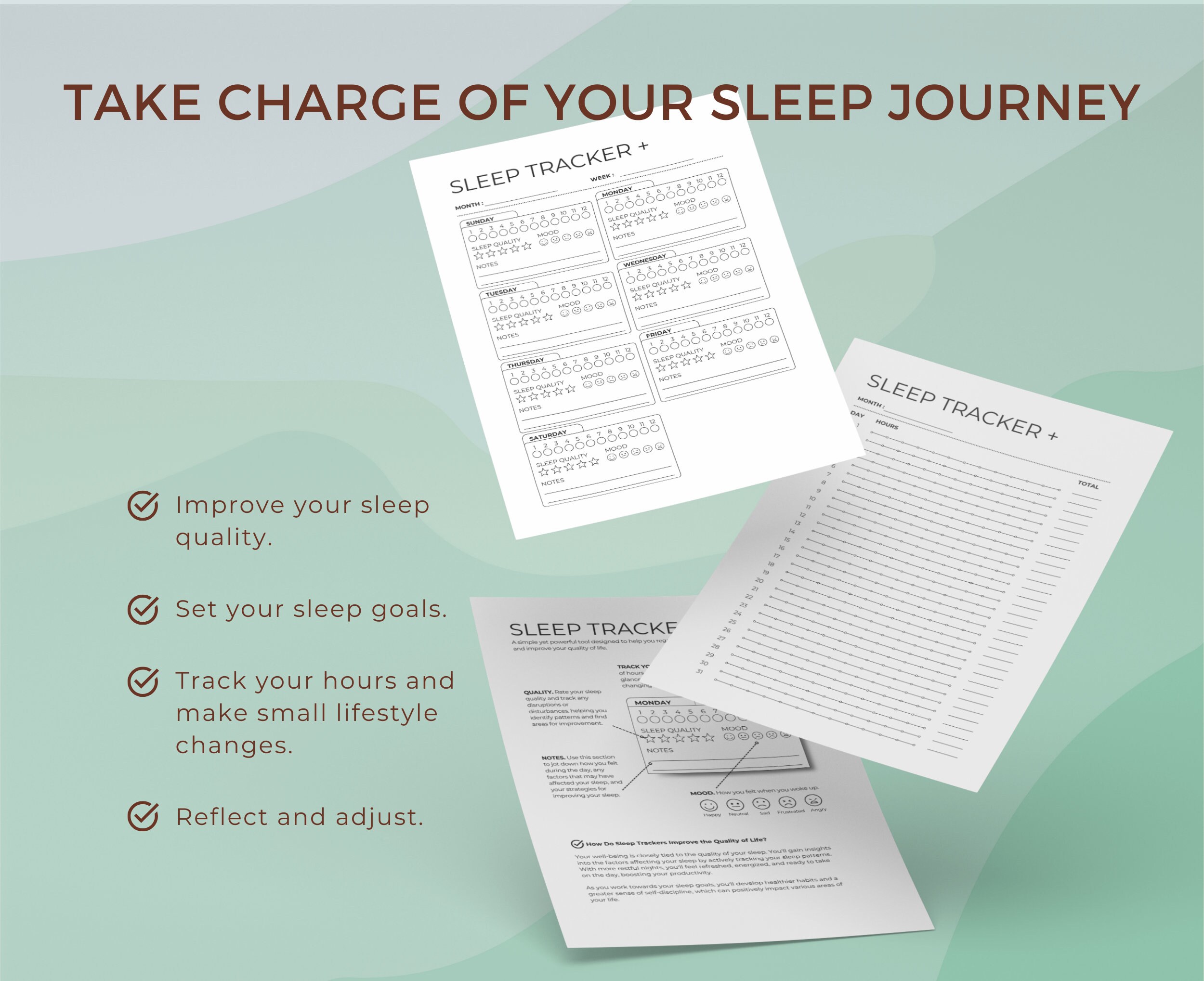 Printable Sleep Tracker Plus, A4 Letter Size, Mood Tracker, Sleep ...