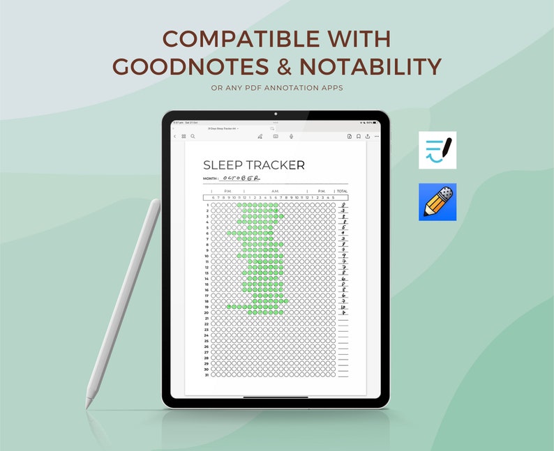 Printable Sleep Tracker, A4 Letter Size, Monthly Sleep Log, 31-day ...