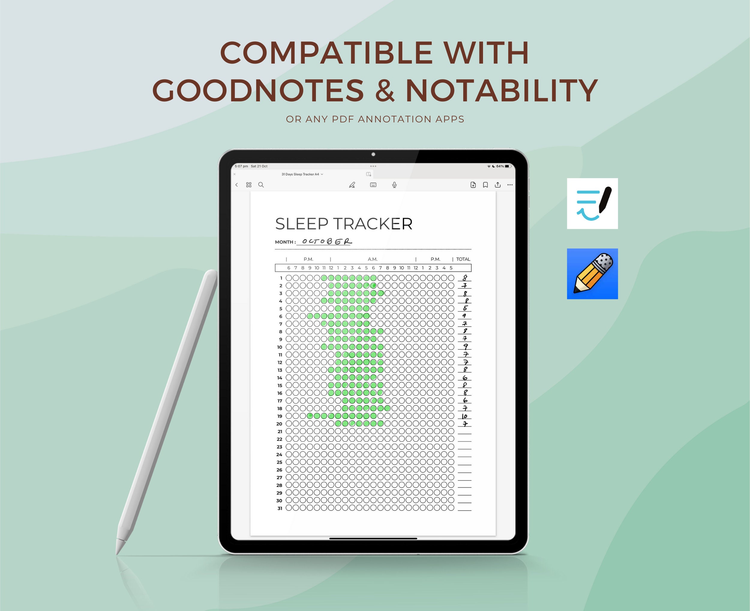 Printable Sleep Tracker, A4 Letter Size, Monthly Sleep Log, 31-day ...