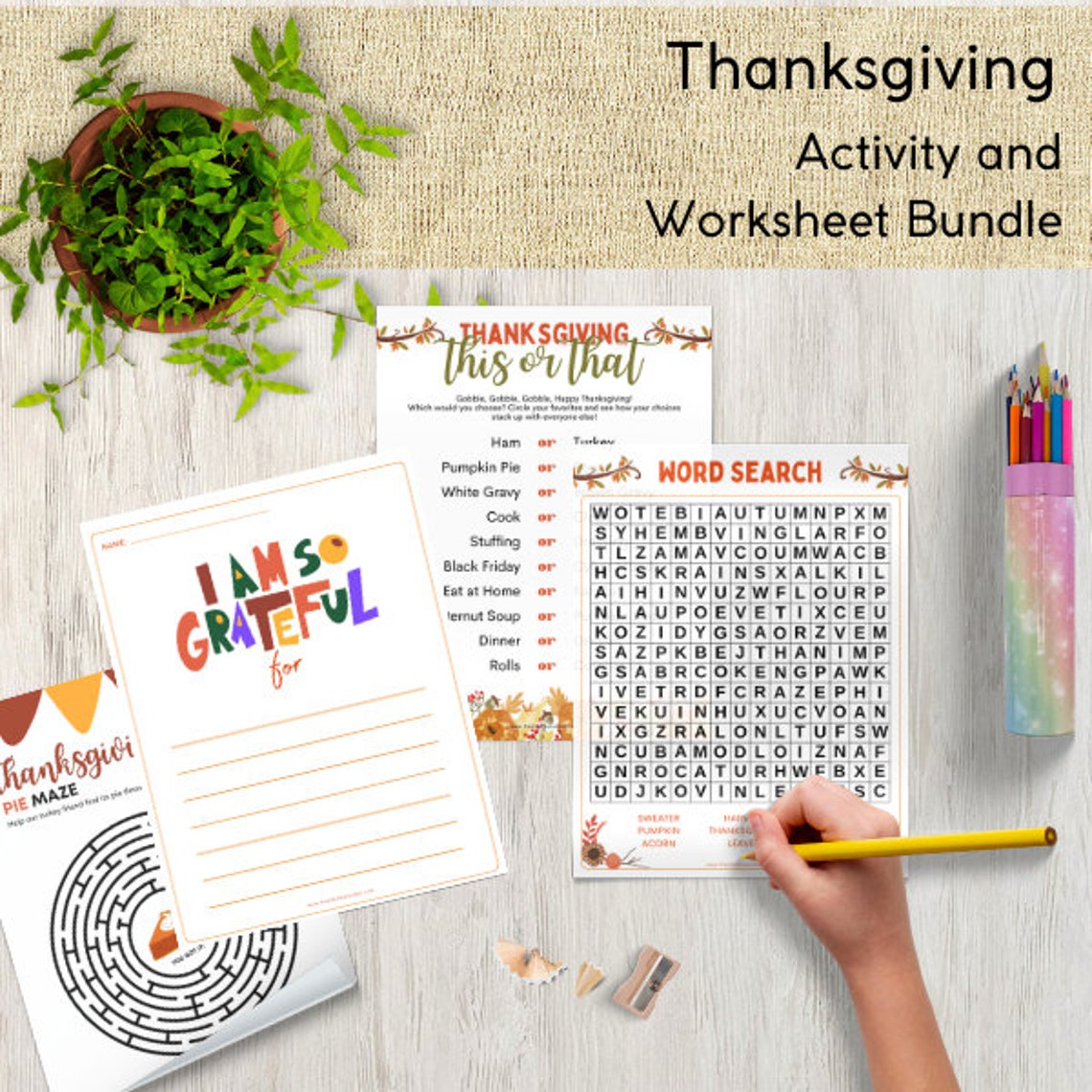 20 Printable Thanksgiving Activities, Thanksgiving Fun Activity Bundle ...