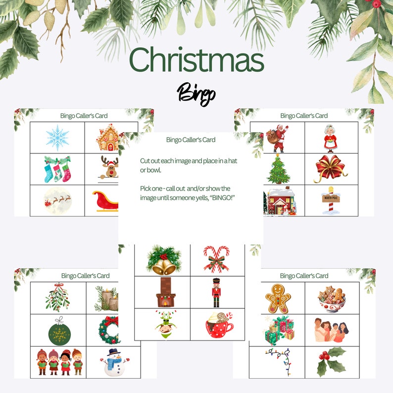 20 Christmas Bingo Cards. Fun Games for Family. Digital Download ...