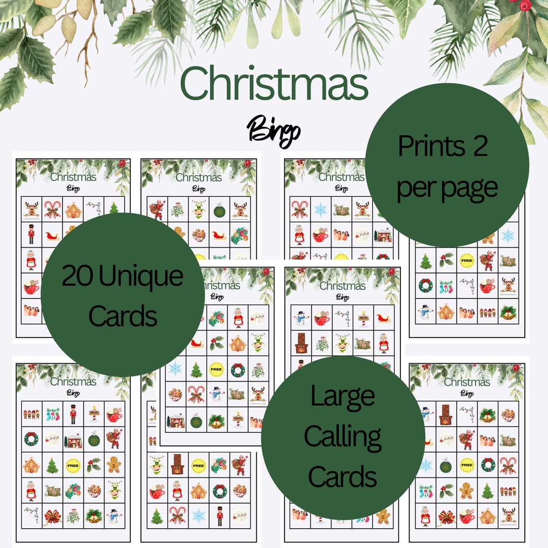 20 Christmas Bingo Cards. Fun Games for Family. Digital Download ...