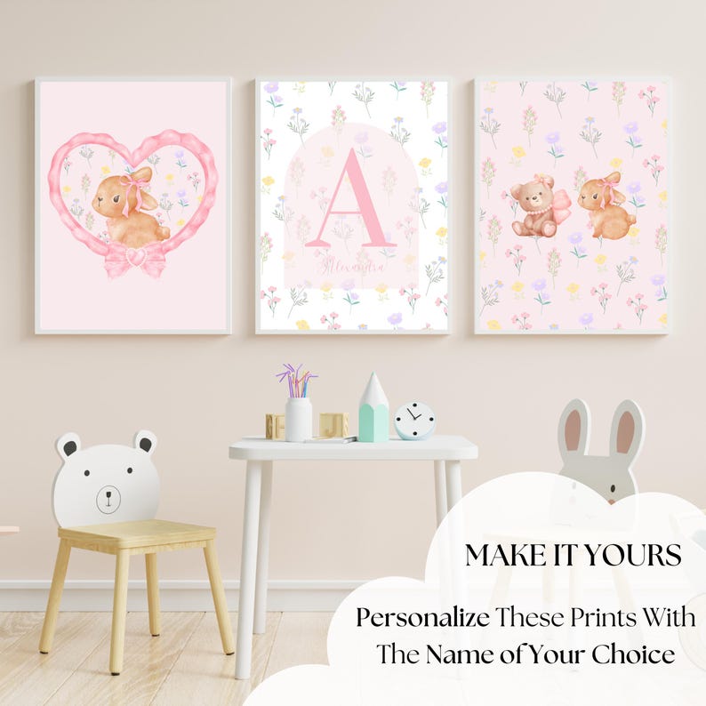 Personalized Baby Name Wall Art: Watercolor Nursery Prints (digital ...
