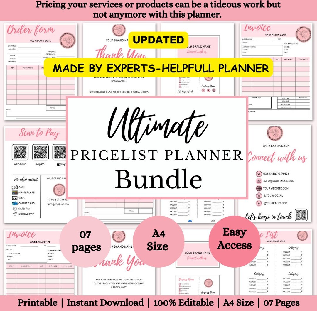 PRICELIST TEMPLATE Editable Pricelist Pink Pricelist - Etsy