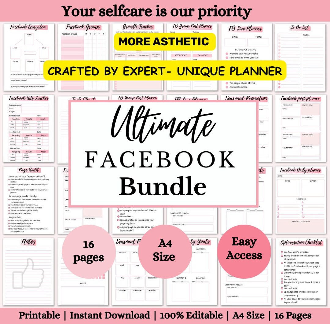 Facebook Planner Printable Facebook Marketing Social Media - Etsy