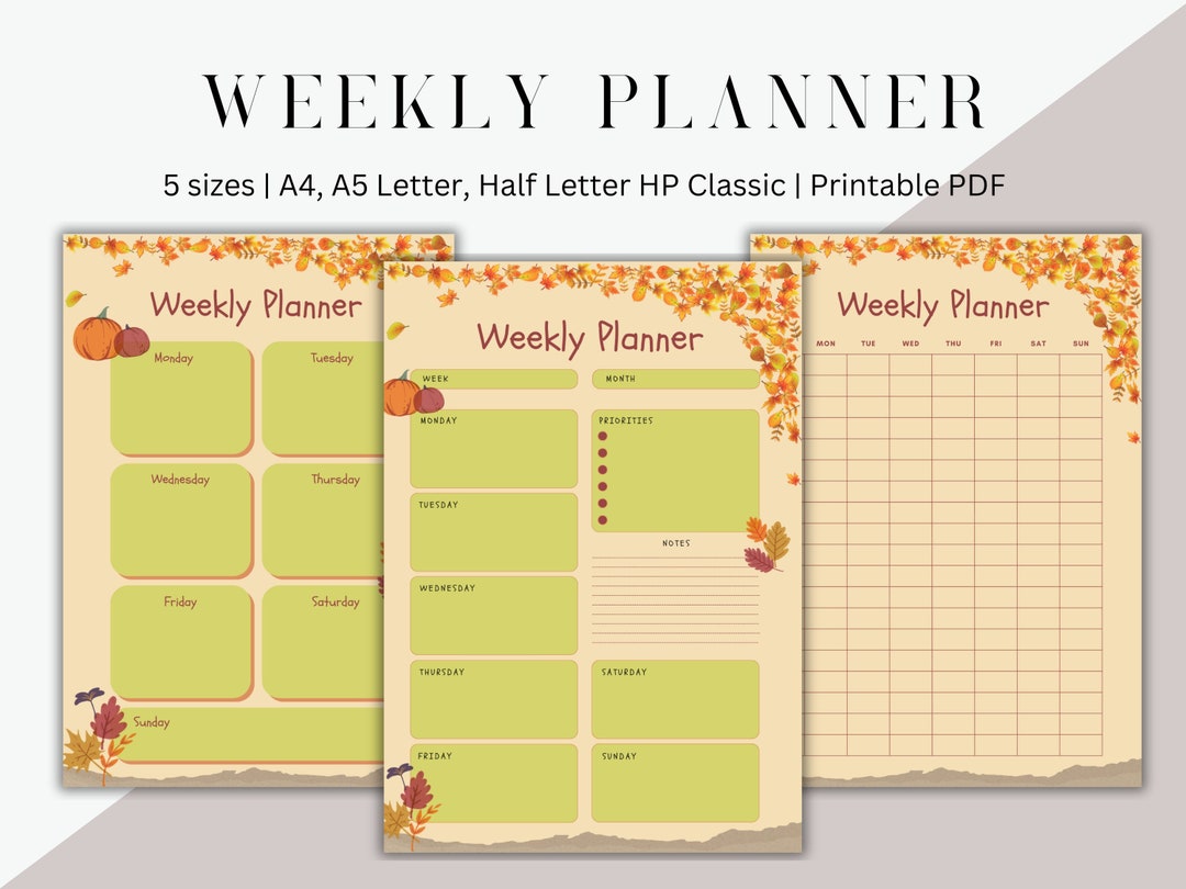 Fall Weekly Planner Printable Weekly to Do List Fall Weekly - Etsy