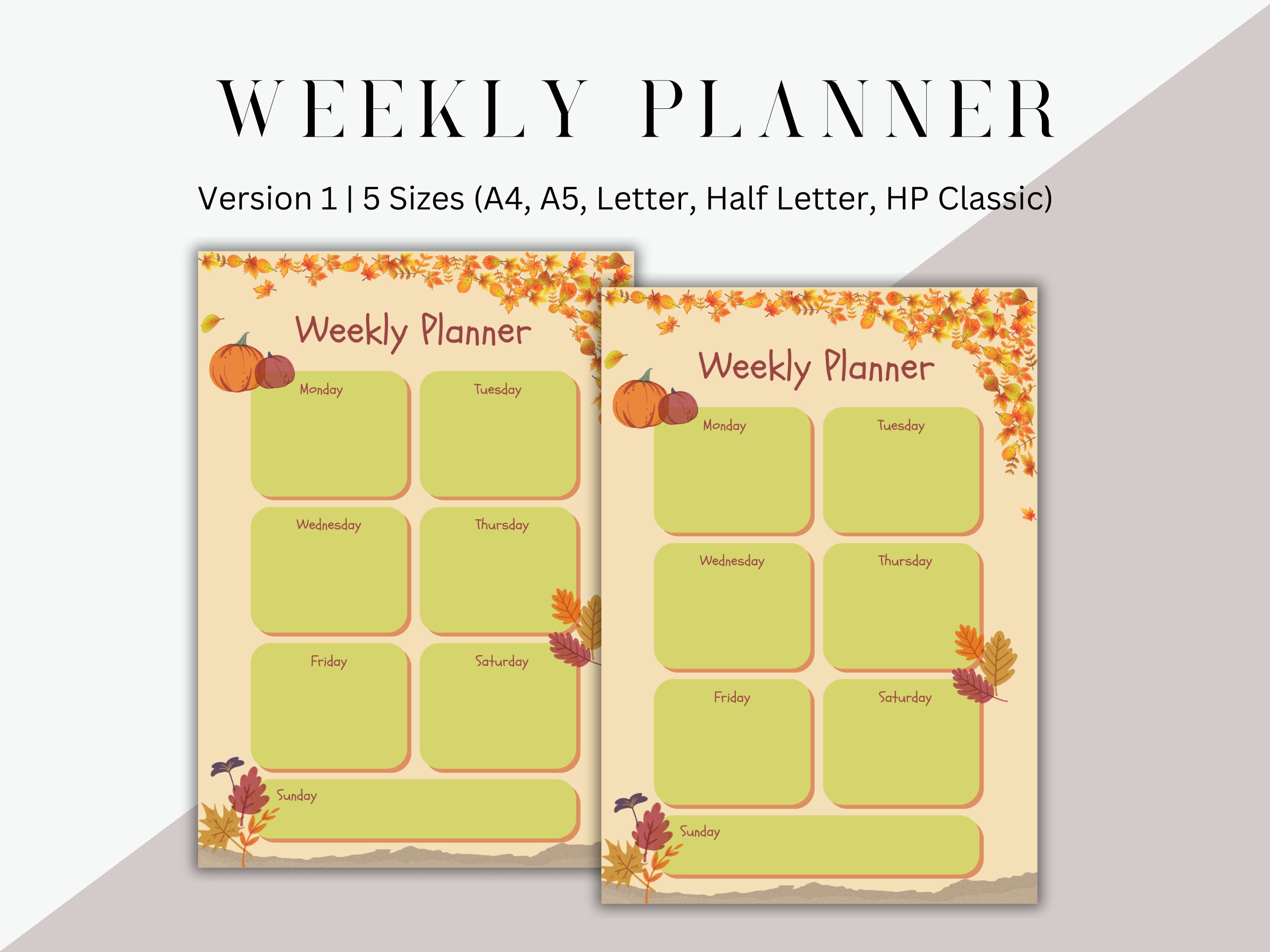 Fall Weekly Planner Printable Weekly to Do List Fall Weekly - Etsy