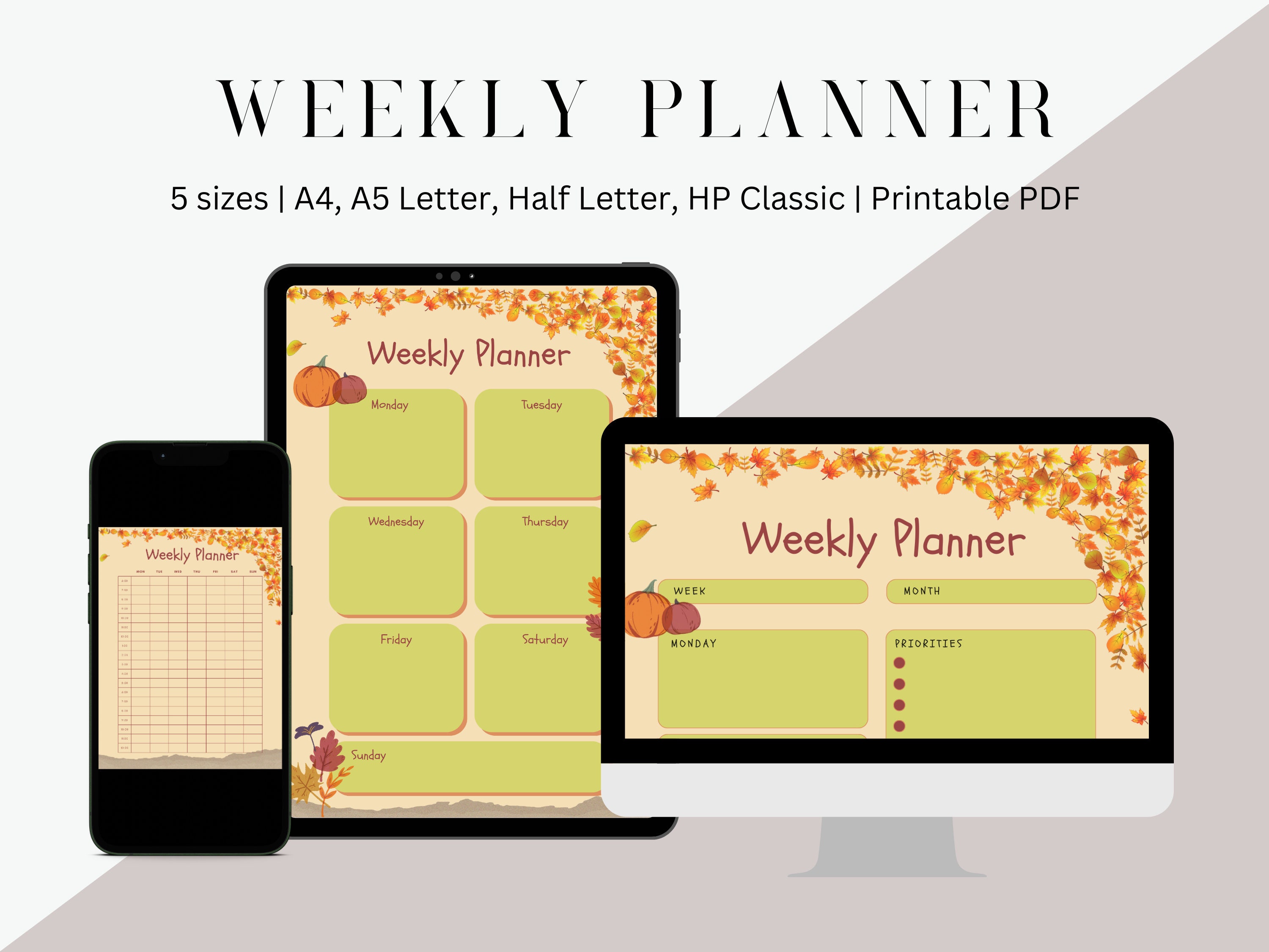 Fall Weekly Planner Printable Weekly to Do List Fall Weekly - Etsy