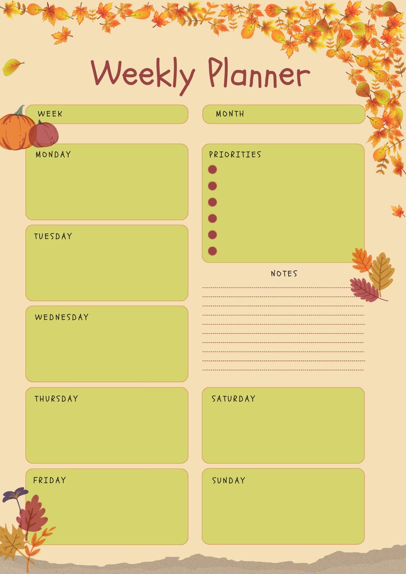 Fall Weekly Planner Printable Weekly to Do List Fall Weekly - Etsy Fall Weekly Planner Printable Weekly to Do List Fall Weekly - Etsy