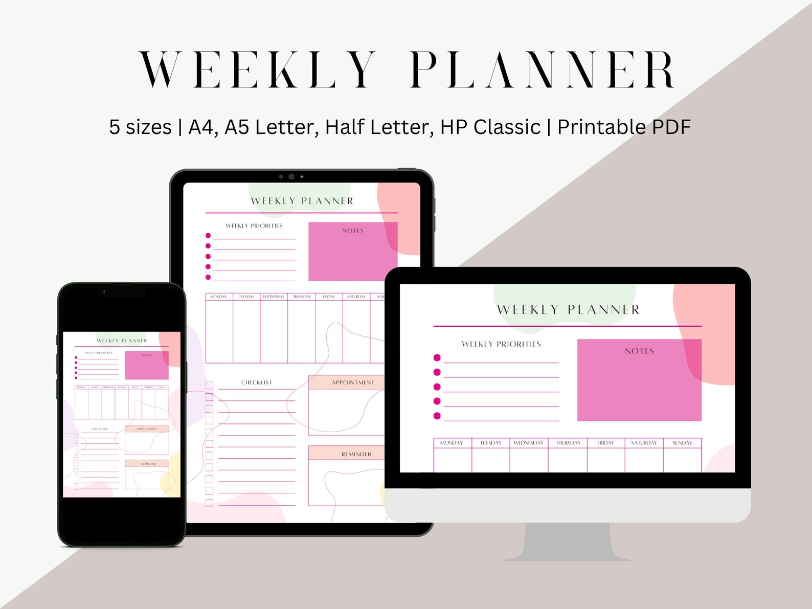 Weekly Planner Printable Weekly to Do List Pastel Weekly - Etsy