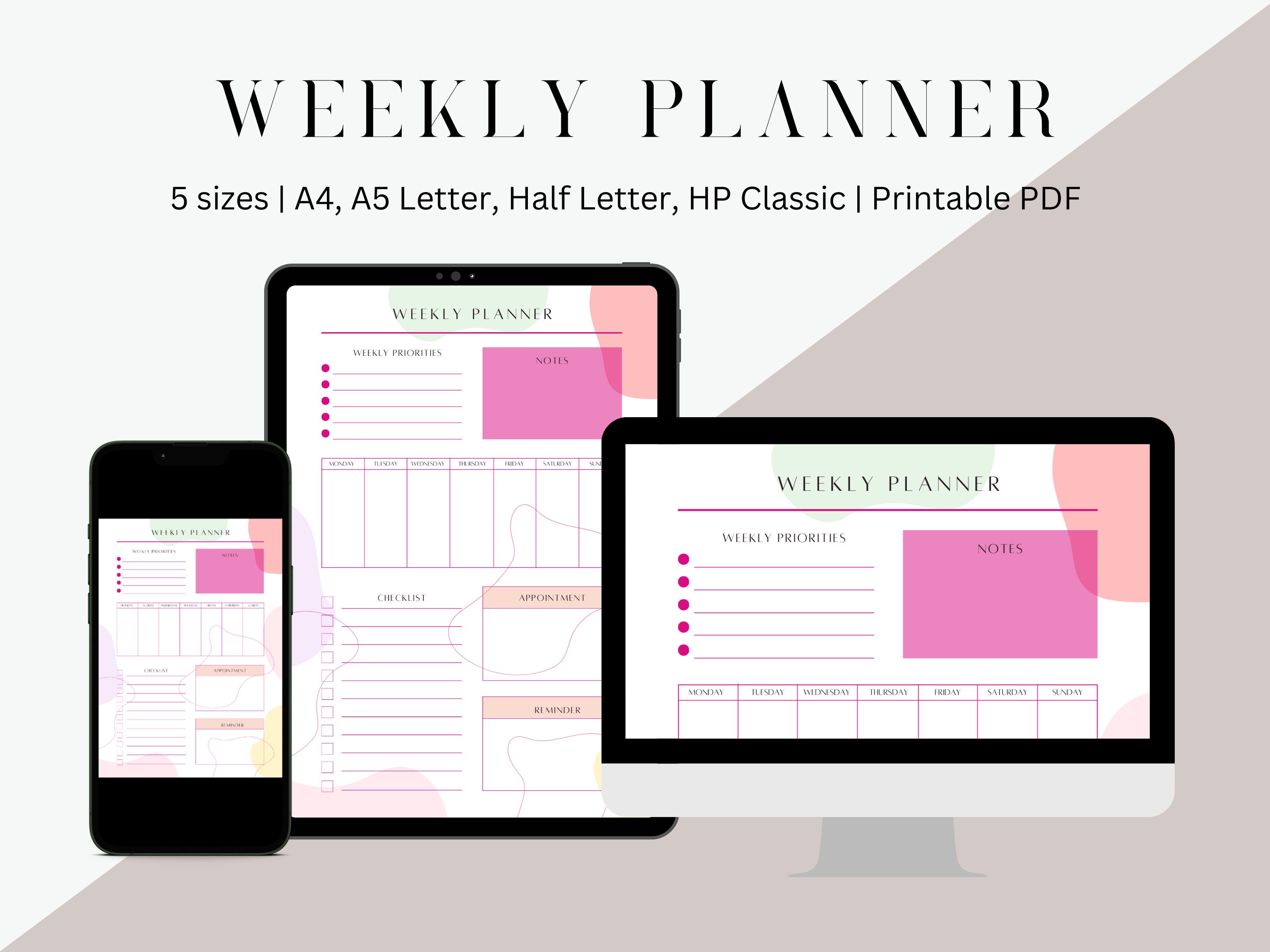 Weekly Planner Printable Weekly to Do List Pastel Weekly - Etsy