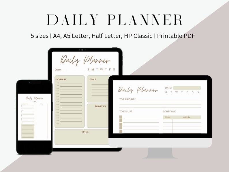 Minimalist Daily Planner Printable Daily Journal Printable - Etsy