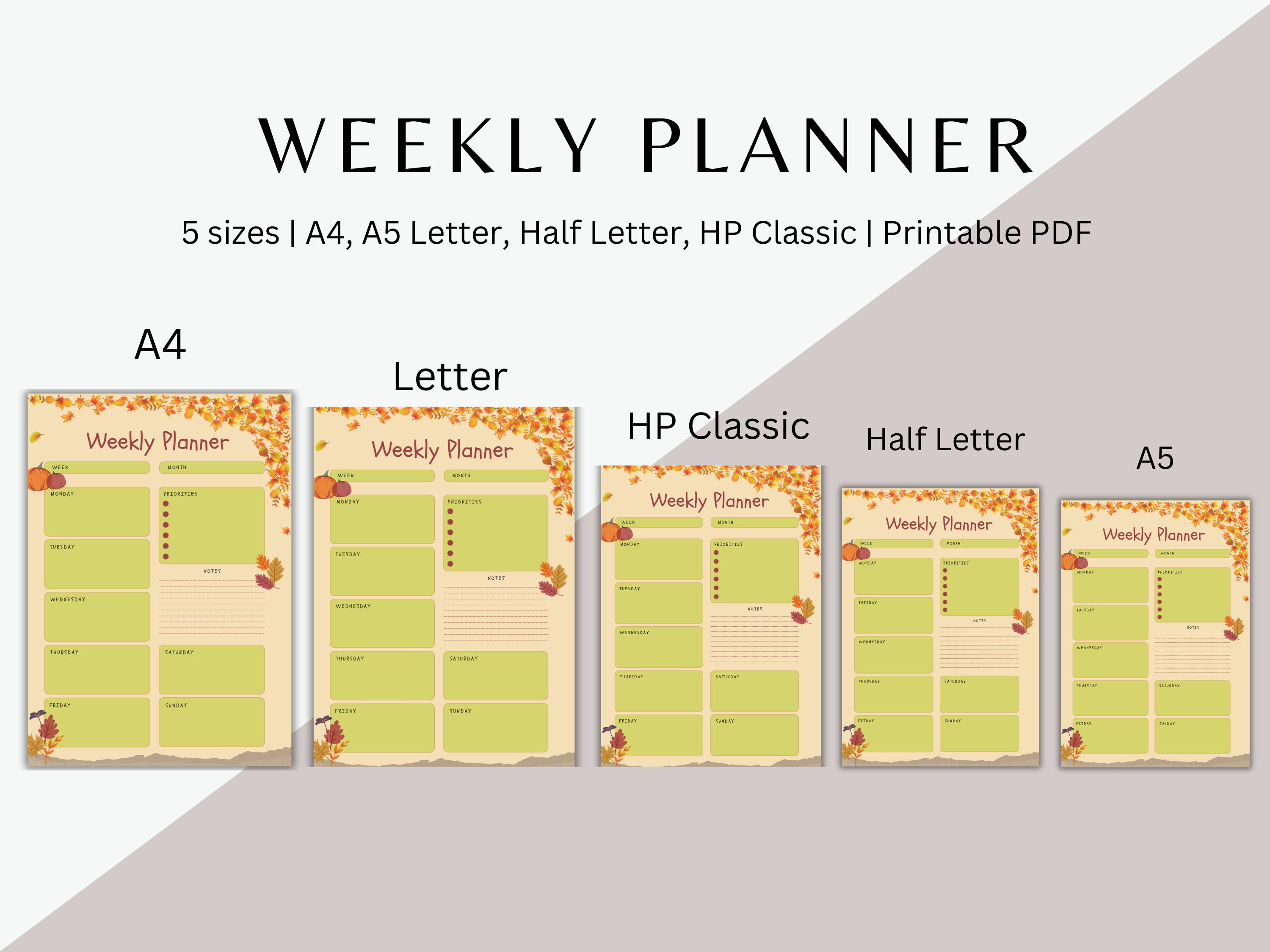 Fall Weekly Planner Printable Weekly to Do List Fall Weekly - Etsy