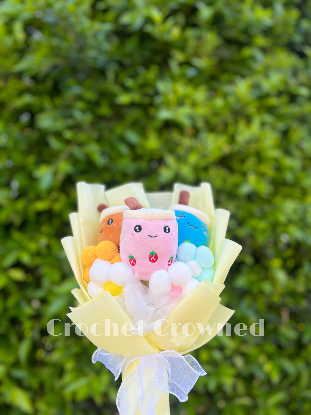 Boba Bubble Milk Tea Flower Plushie Bouquet Valentines Day, Graduation ...